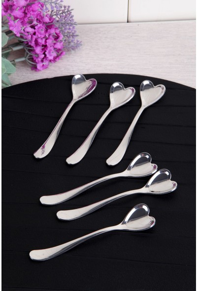 Queen's Kitchen 6 Adet Lüx Çelik Kalp Çay Kaşığı