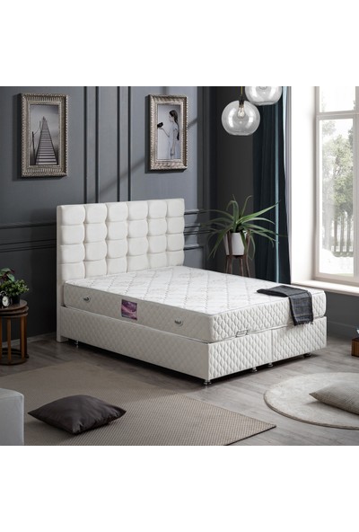 Setay Duke Çift Kişilik Baza Başlık Delüx Yaylı Yatak, Krem Setay Duke Çift Kişilik Baza Başlık Delüx Yaylı Yatak, Krem