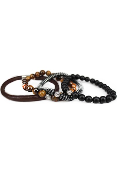 Alnis Atelier Kaplangözü - Oniks ve Hematit Doğal Taş Erkek Bileklik Kombin Alnis Atelier Kaplangözü - Oniks ve Hematit Doğal Taş Erkek Bileklik Kombin