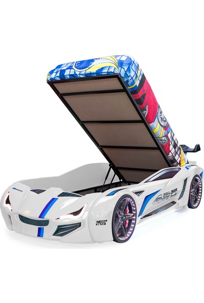 Setay Mercedes Full Ledli Bazalı Arabalı Yatak, Beyaz