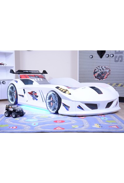 Setay Jaguar Full Ledli Rüzgarlıklı Arabalı Yatak, Beyaz Setay Jaguar Full Ledli Rüzgarlıklı Arabalı Yatak, Beyaz