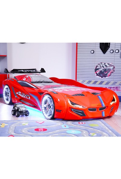 Setay Mercedes Full Ledli Arabalı Yatak, Kırmızı