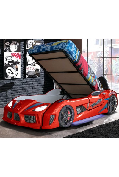 Setay Audi Kapıları Açılabilen Full Ledli Koltuklu Bazalı Arabalı Yatak,kırmızı Setay Audi Kapıları Açılabilen Full Ledli Koltuklu Bazalı Arabalı Yatak,kırmızı