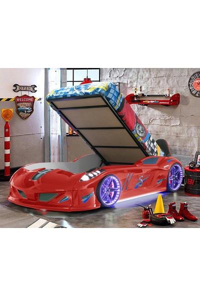 Setay Jaguar Full Ledli Koltuklu Bazalı Arabalı Yatak, Kırmızı Setay Jaguar Full Ledli Koltuklu Bazalı Arabalı Yatak, Kırmızı