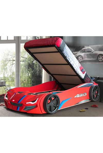 Setay Merso Rüzgarlıklı Bazalı Arabalı Yatak, Kırmızı