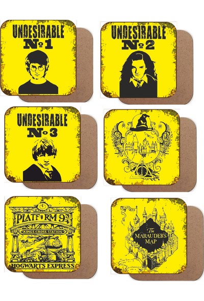 Hayat Poster Harry Potter-1 6 Adet Retro Ahşap Bardak Altlığı Seti Hayat Poster Harry Potter-1 6 Adet Retro Ahşap Bardak Altlığı Seti