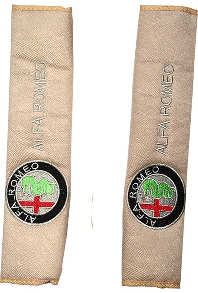 Trend Garaj Alfa Romeo Kemer Pedi Kumaş Nakış Işleme Siyah Bej