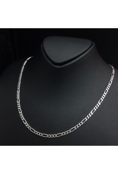 Bir Gümüş Aşkı Gümüş Erkek Zincir Kolye Figaro Model 3 mm 50 cm