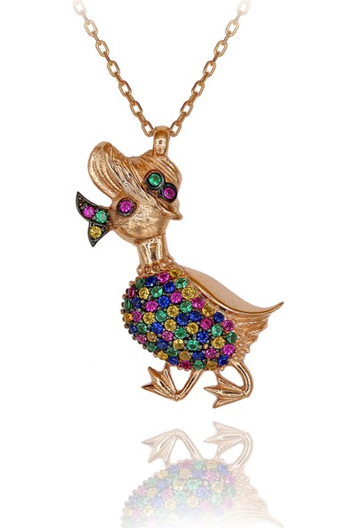 Takı Boom Renkli Taşlı Şirin Ördek Gümüş Kolye Takı Boom Renkli Taşlı Şirin Ördek Gümüş Kolye