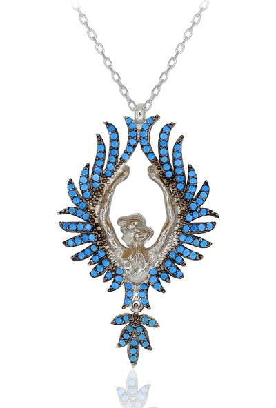 Takı Boom Turkuaz Taşlı Arkası Dönük Kadın Gümüş Kolye Takı Boom Turkuaz Taşlı Arkası Dönük Kadın Gümüş Kolye