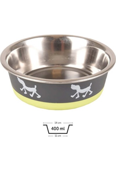 Flamingo Siluet Köpek Mama Kabı Gri-Sarı 400 ml Flamingo Siluet Köpek Mama Kabı Gri-Sarı 400 ml