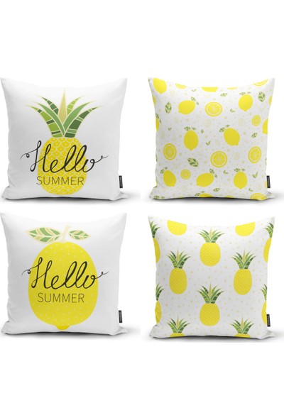 Yashome Çift Tarafı Baskılı 4'lü Dekoratif Kırlent Kılıfı Seti