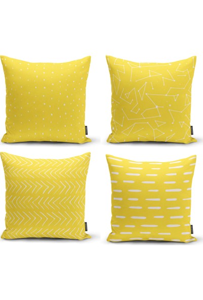 Yashome Çift Tarafı Baskılı 4'lü Dekoratif Kırlent Kılıfı Seti