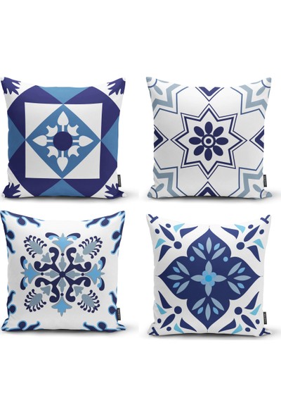 Yashome Çift Tarafı Baskılı 4'lü Dekoratif Kırlent Kılıfı Seti