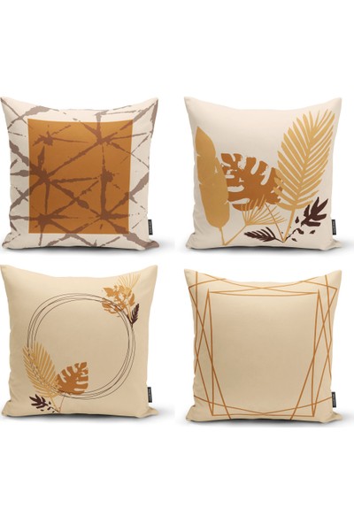 Yashome Çift Tarafı Baskılı 4'lü Dekoratif Kırlent Kılıfı Seti