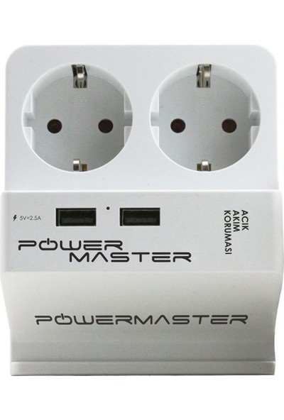 Powermaster 2 USB Girişli 2'li Akım Korumalı Priz