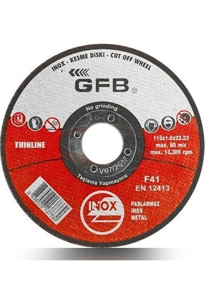 Gfb Inox Kesici Taş 115X1,0X22,23 Gfb Inox Kesici Taş 115X1,0X22,23