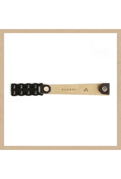 Alartı Deri Maske Tutucu Aparat, Iki Ucu Çıtçıtlı K. Kahve - Krem Alartı Deri Maske Tutucu Aparat, Iki Ucu Çıtçıtlı K. Kahve - Krem