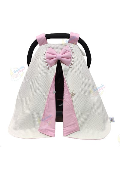 Bebek Atölyesi Puset Örtüsü Petek Pike Desen Krem Pembe Kombin Bebek Atölyesi Puset Örtüsü Petek Pike Desen Krem Pembe Kombin