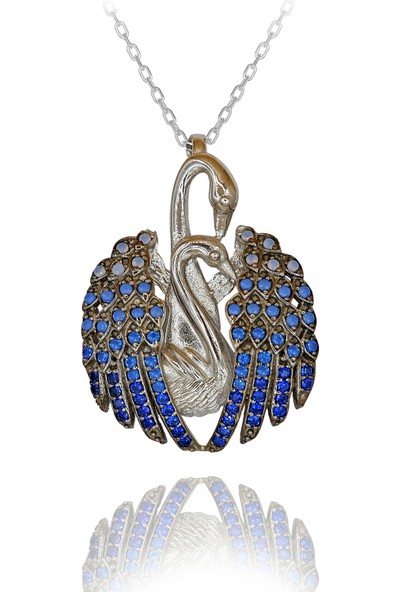 Takı Boom Opal Taşlı Aşık Kuğu Gümüş Kolye