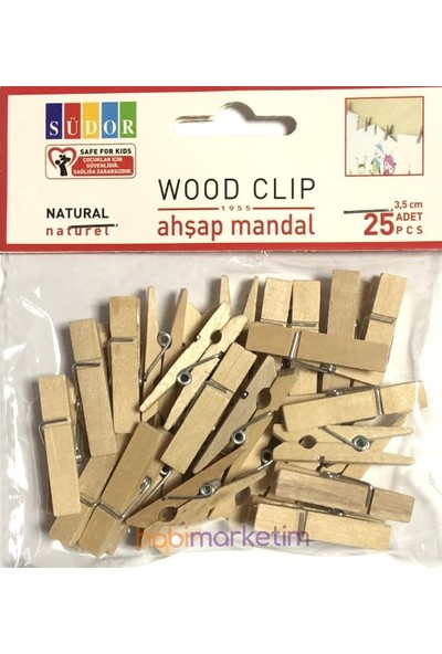 Südor BS129 Ahşap Mandal Büyük Naturel 3,5 cm 20'li Südor BS129 Ahşap Mandal Büyük Naturel 3,5 cm 20'li