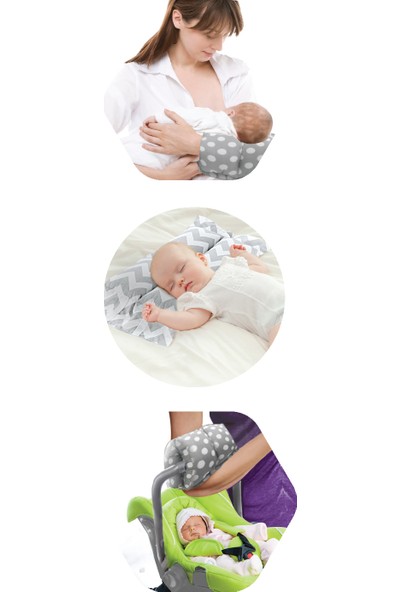 Babyjem Çok Amaçlı Emzirme Yastığı Gri Zigzag