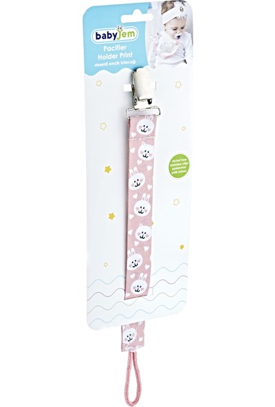 Babyjem Emzik Tutacağı Desenli Pembe Ayıcık Babyjem Emzik Tutacağı Desenli Pembe Ayıcık