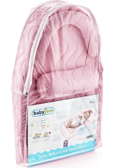 Babyjem Kiraz Çekirdekli Reflu Ve Düz Kafa Yastığı Pembe Babyjem Kiraz Çekirdekli Reflu Ve Düz Kafa Yastığı Pembe