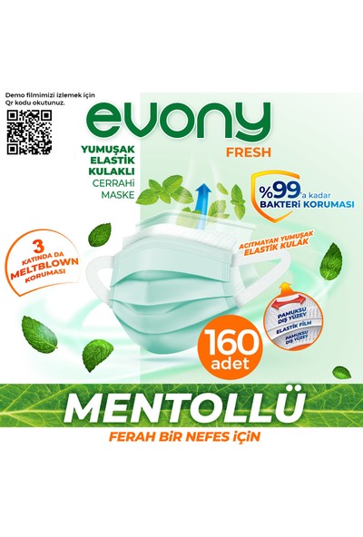 Evony Elastik Kulaklı Fresh Mentollü 160 Adet