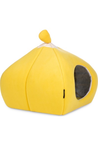 Nerotex Armut Piramit Kedi Yatağı Yuvası Sarı Yıkanabilir