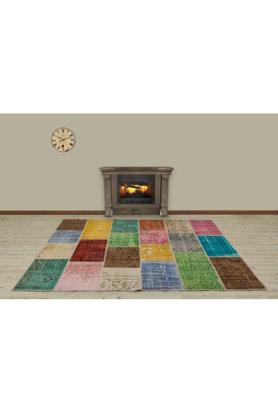 Sempati Halı Patchwork Eskitme El Dokuma Halı 170 x 240 cm Sempati Halı Patchwork Eskitme El Dokuma Halı 170 x 240 cm