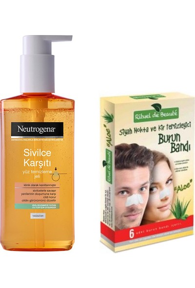 Neutrogena Sivilce Karşıtı Yüz Temizleme Jeli 200 ml + Rıtuel De Beaute Siyah Nokta ve Kir Temizleyici Burun Bandı Neutrogena Sivilce Karşıtı Yüz Temizleme Jeli 200 ml + Rıtuel De Beaute Siyah Nokta ve Kir Temizleyici Burun Bandı