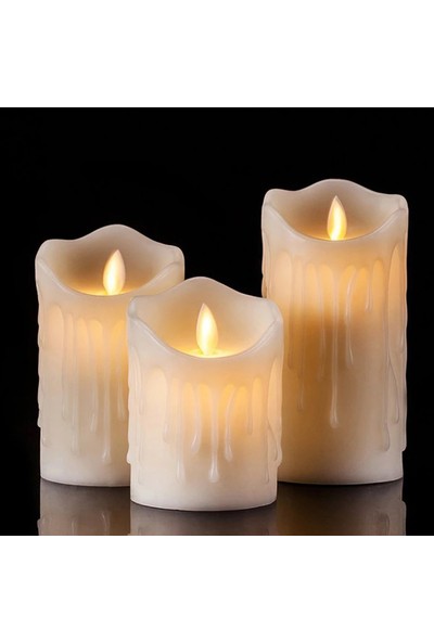 Pilli Dekoratif Sallanan LED Mum 3'lü Set