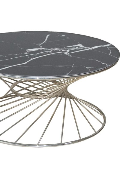 Bengi Ortasehpa Sepet Siyah Temperli Cam Gümüş Ayak