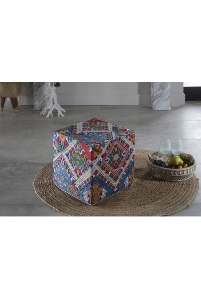 Dessen Kilim Küp Puf Kilim Desen- Kırmızı Dessen Kilim Küp Puf Kilim Desen- Kırmızı