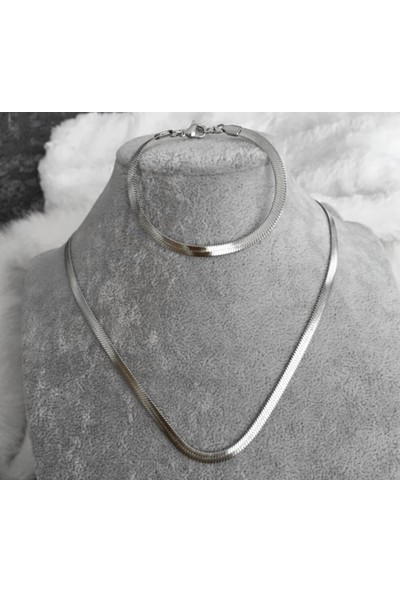 X-lady Accessories Gümüş Kaplama Italyan Ezme Zincir Kolye Bileklik Takı Seti X-lady Accessories Gümüş Kaplama Italyan Ezme Zincir Kolye Bileklik Takı Seti