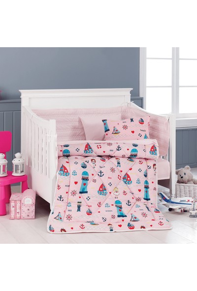 Tekstil Sepeti Küçük Denizci Bebek Uyku Seti Pembe Tekstil Sepeti Küçük Denizci Bebek Uyku Seti Pembe
