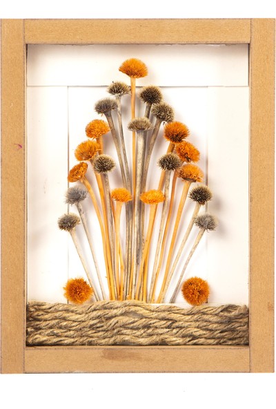 Mini Hediye Kuru Çiçek Papatya 3D Tekli El Yapımı Çerçeve Tablo 26X20X2,5