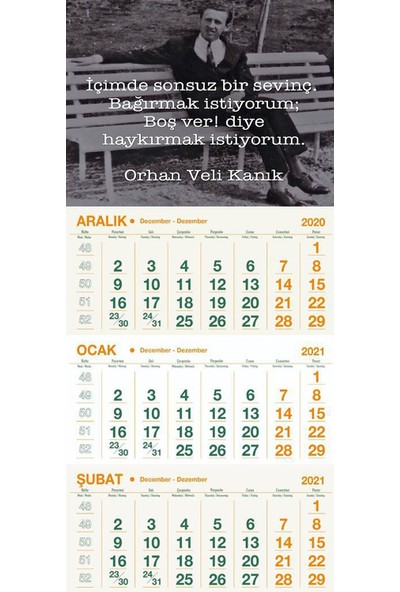 Genç Dijital Baskı Orhan Veli Kanık Gemici Takvimi Genç Dijital Baskı Orhan Veli Kanık Gemici Takvimi