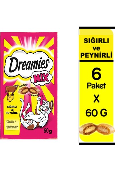 Dreamies Mix Biftek & Peynir Ödül Maması 6X60gr