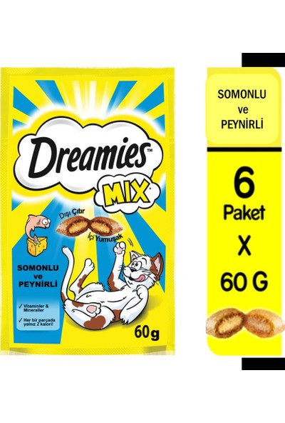 Dreamies Mix Somon Peynir Ödül Maması 6X60gr