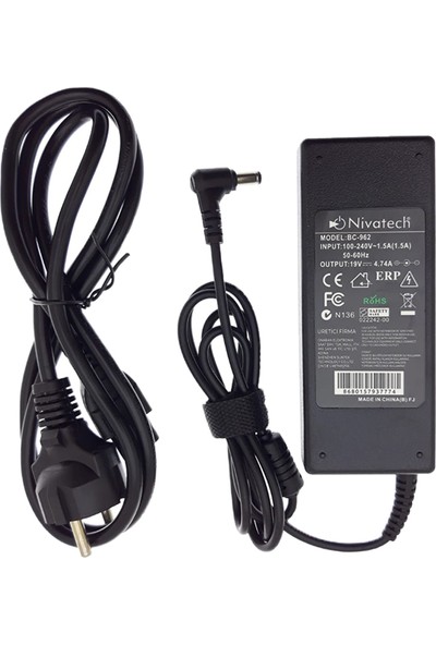 Nivatech Standart Notebook Adaptörü Laptop Adaptör 19V 4.74A BC962 Nivatech Standart Notebook Adaptörü Laptop Adaptör 19V 4.74A BC962
