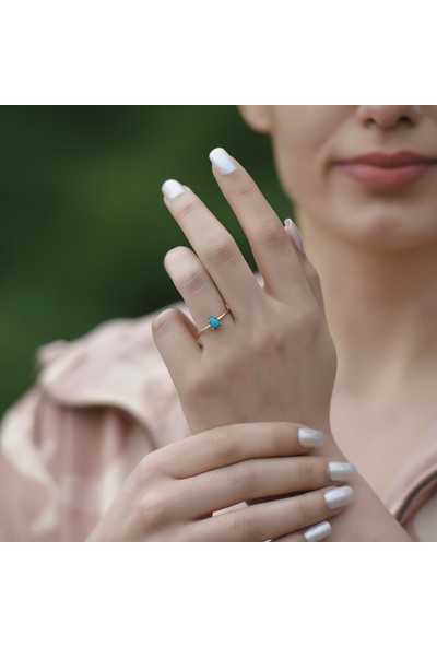 Ayyıldız Kuyumculuk Kadın Damla Firuze Altın Yüzük