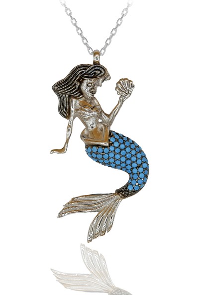 Takı Boom Turkuaz Taşlı Deniz Kızı Gümüş Kolye Takı Boom Turkuaz Taşlı Deniz Kızı Gümüş Kolye