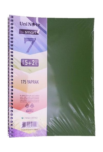 Çınar Unı Note 5+2 Ayraçlı 175 Yaprak Pp Kapak Defter Çınar Unı Note 5+2 Ayraçlı 175 Yaprak Pp Kapak Defter