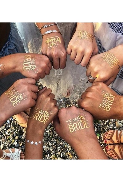 Renkli Parti Bride To Be Dövme Altın Varaklı 10 Farklı Baskı Renkli Parti Bride To Be Dövme Altın Varaklı 10 Farklı Baskı