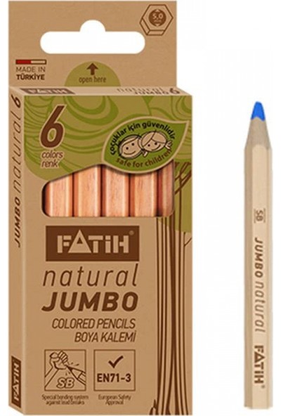 Fatih 6 Renk Natural Jumbo Boya Kalemi Fatih 6 Renk Natural Jumbo Boya Kalemi