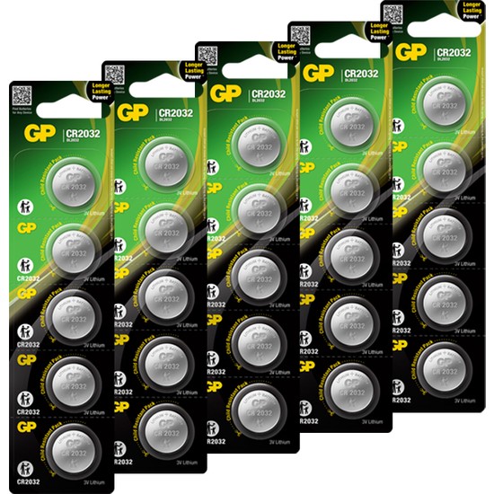 Gp CR2032 Lityum 3V Düğme Pil 5 Blister 5 Kart 25'li Fiyatı