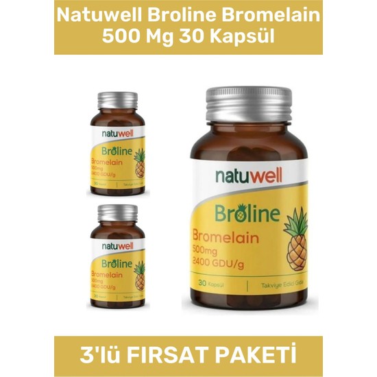 Natuwell Broline Bromelain 500 Mg 30 Kapsül - 3 Adet Fiyatı
