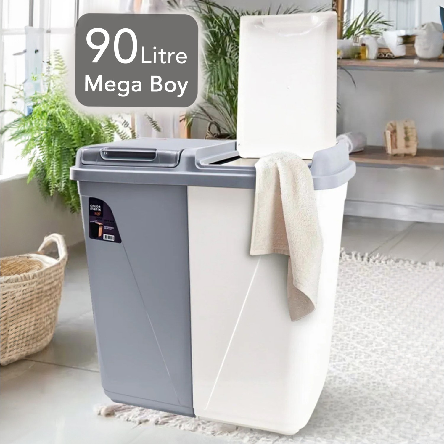 Meleni Home Mega Duo İki Bölmeli Kirli Çamaşır Sepeti - Banyo Çamaşır ...